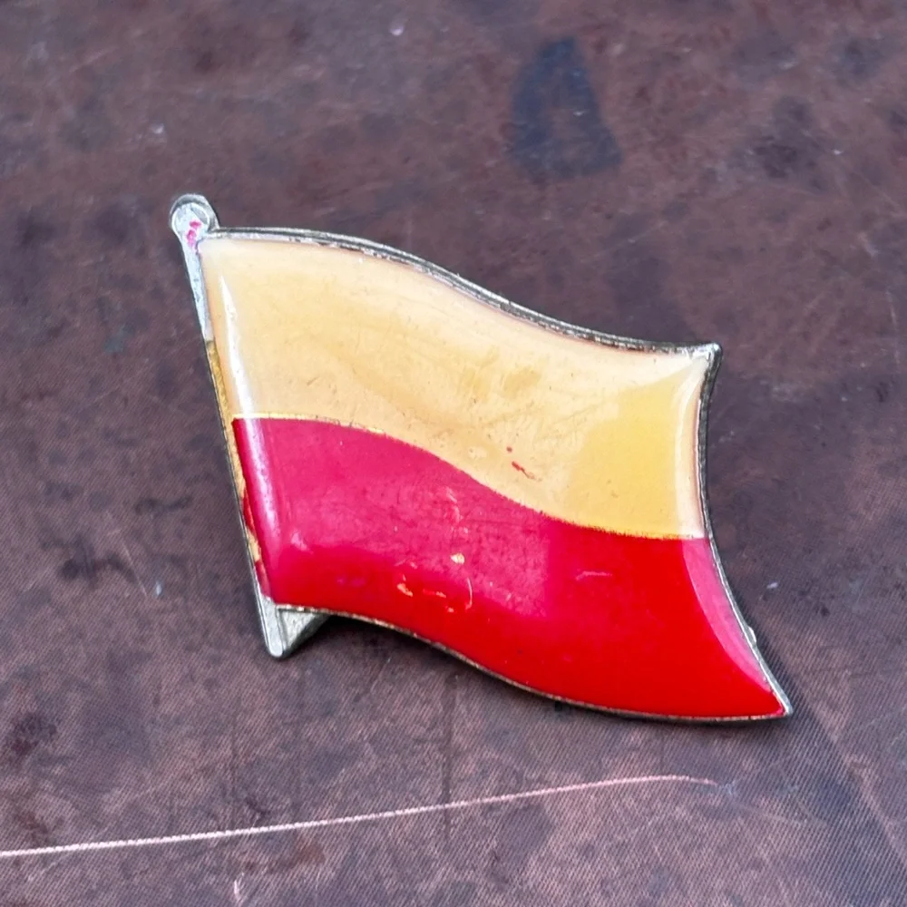 Other | Red And Cream Enamel Flag Pin | Poshmark